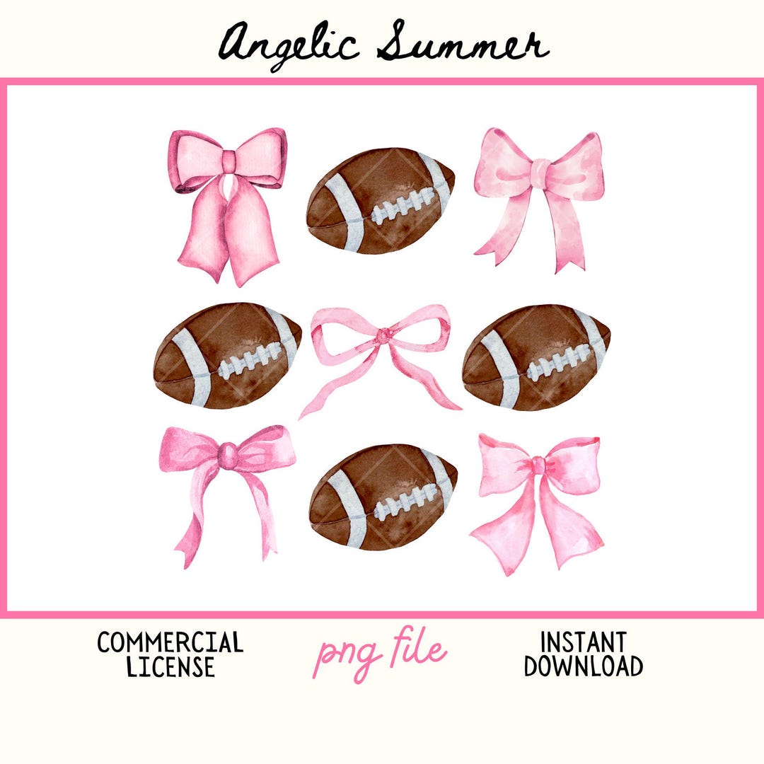 Coquette Football Pink Bow PNG Touchdown Bow Vintage Retro Sidelines ...