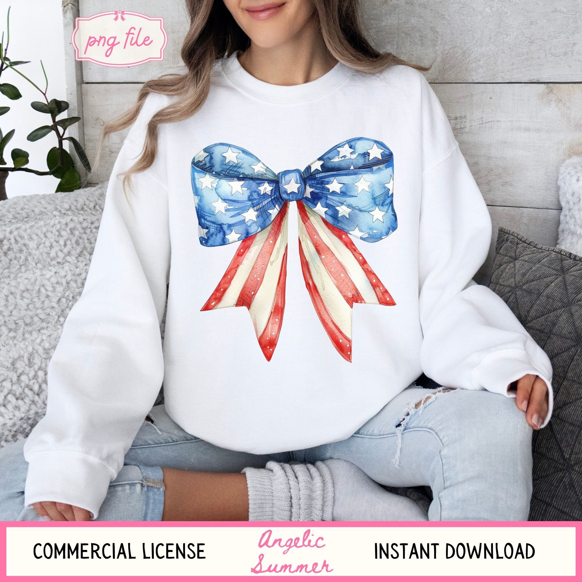 Coquette 4th of July Bow Clip Art PNG American Girl American Flag ...
