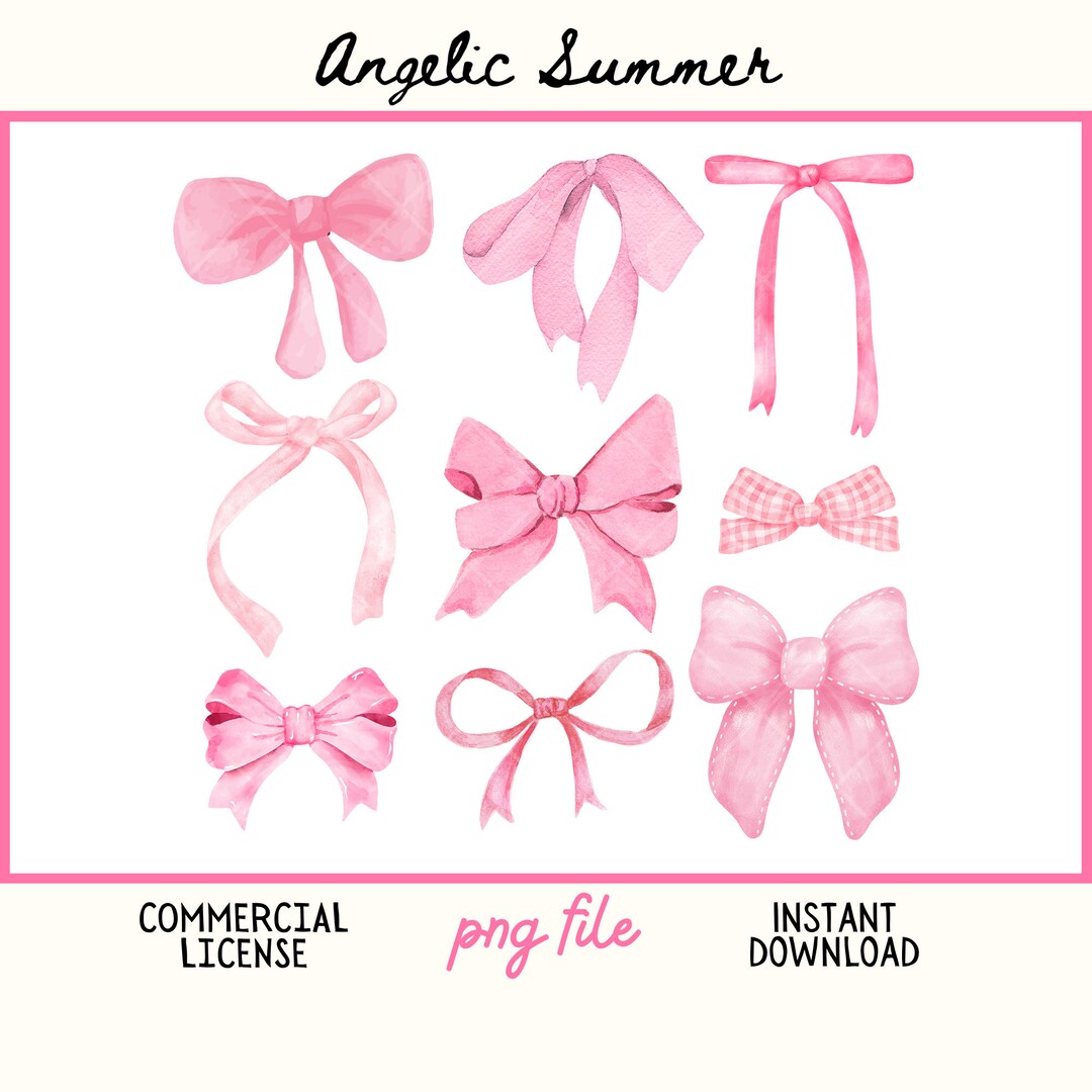 Coquette Pastel Pink Bow Collage PNG Watercolor Soft Girl Girly ...