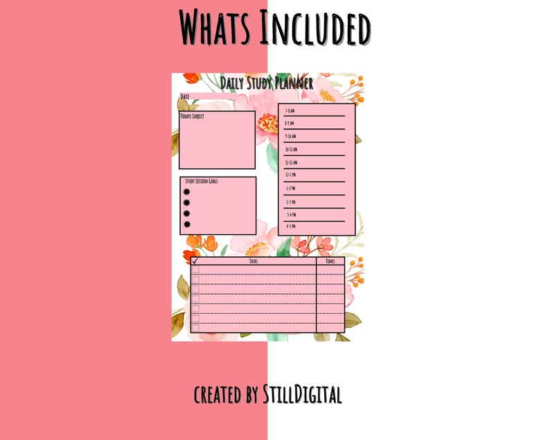 Study Planner, Study Guide Printable, Homework Tracker, Digital ...
