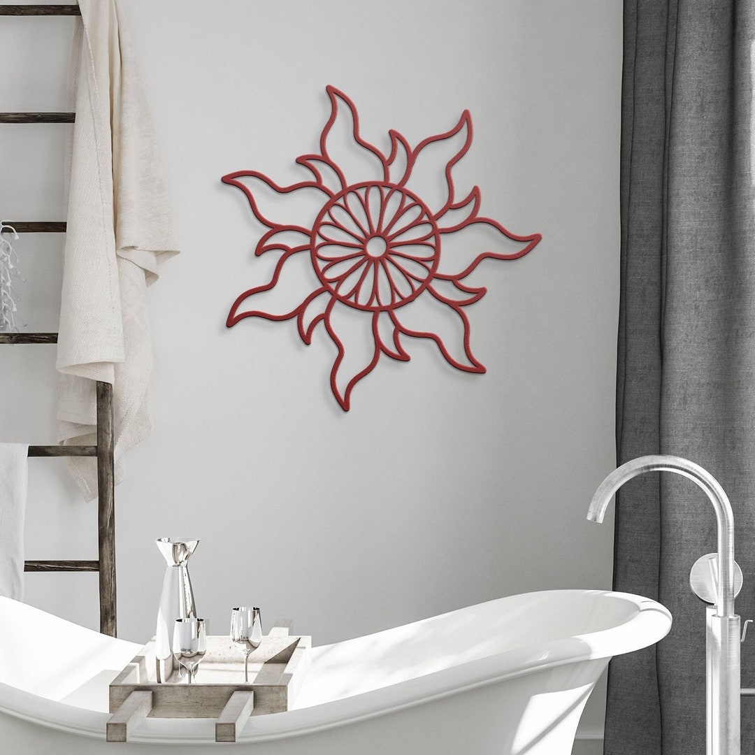 Sun Metal Wall Art, Abstract Sun Metal Wall Decor, Sun Line Art Metal ...