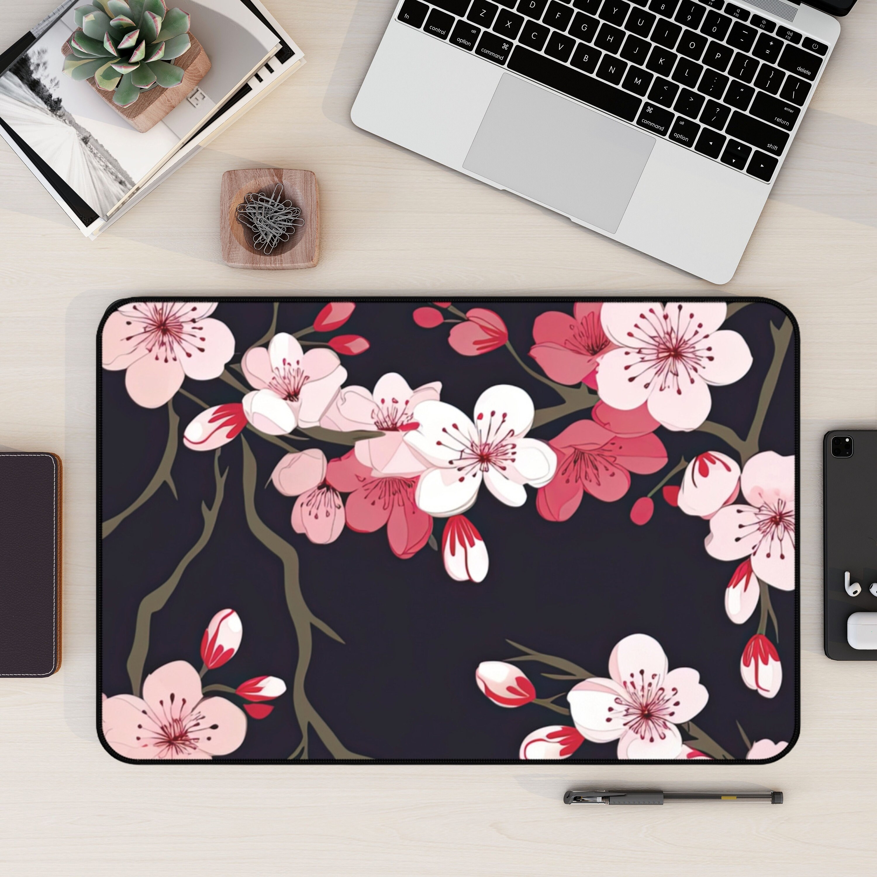 Sakura Design Desk Mat, Large Cherry Blossom Tree Desk Pad, Japanese ...