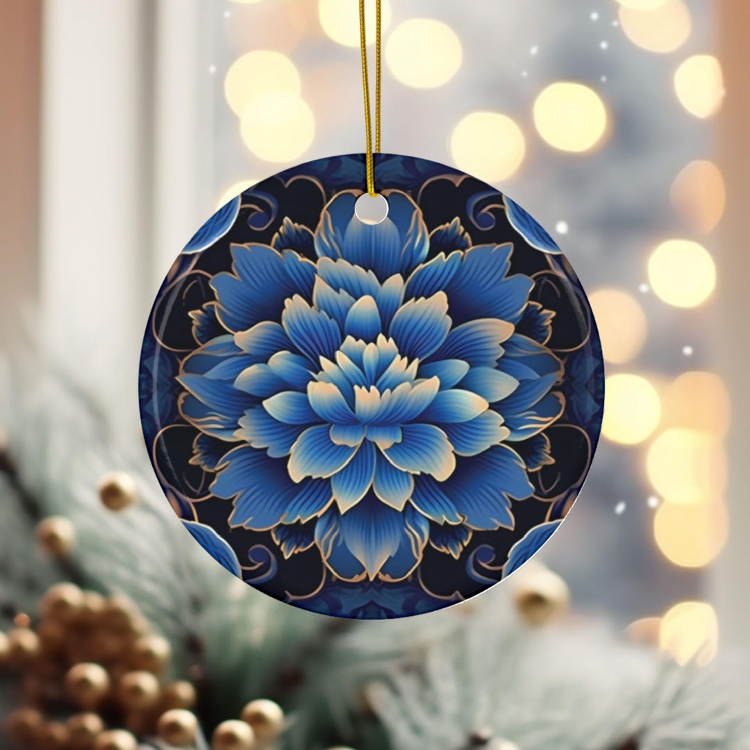 Lotus Flower Ornament, Chinese Lotus Christmas Tree Decor, Round ...