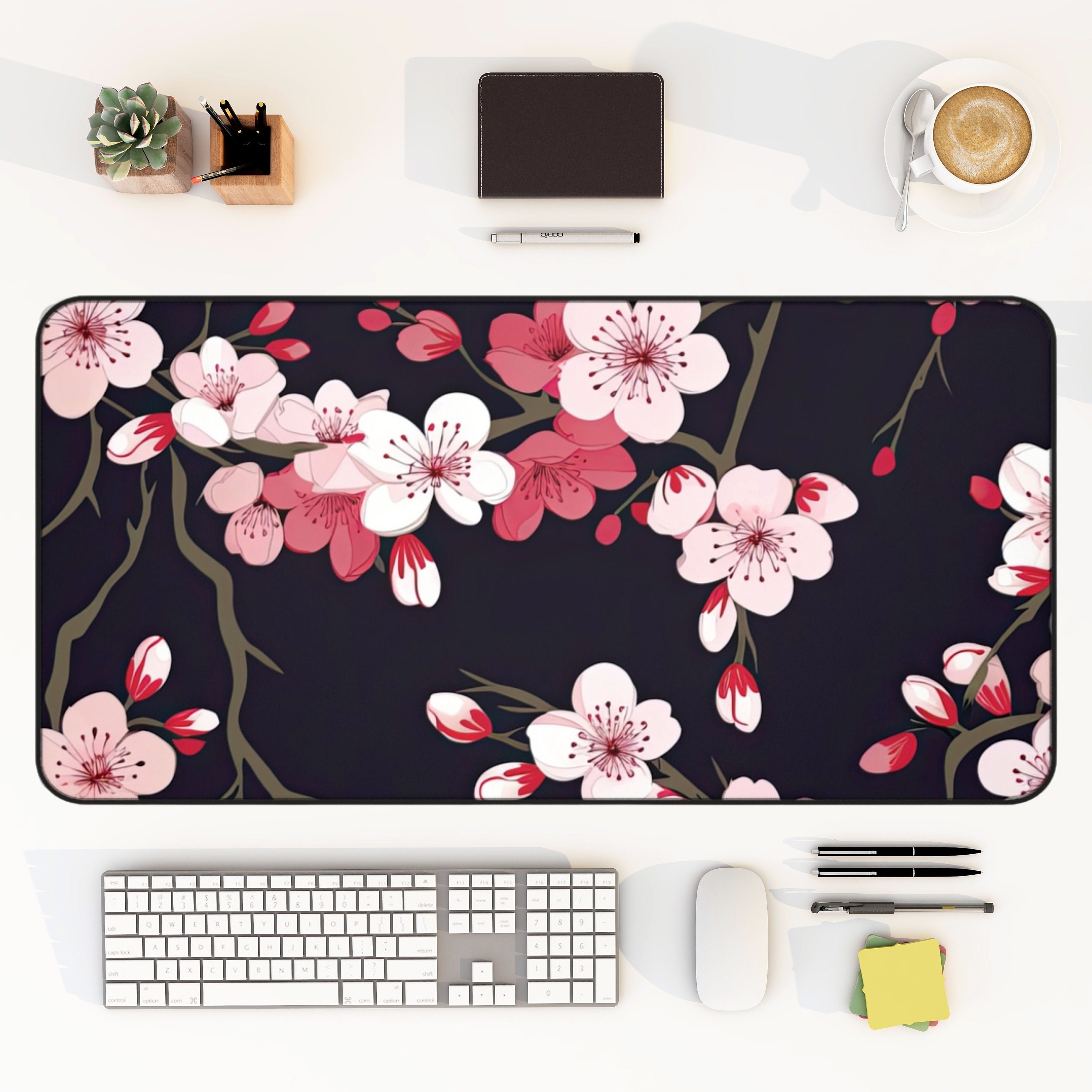 Sakura Design Desk Mat, Large Cherry Blossom Tree Desk Pad, Japanese ...