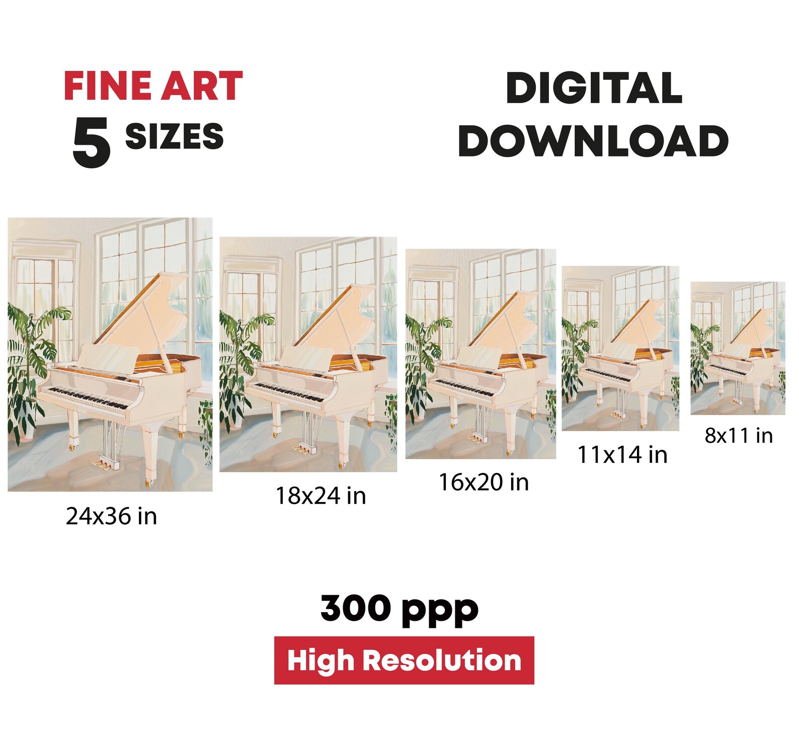 Piano Painting | Music Wall Art Print | Music Digital Print | Music ...