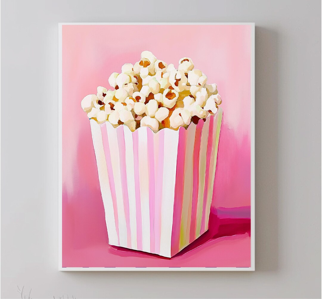Vintage Style Popcorn Box Digital Illustration - Downloadable Food Art ...