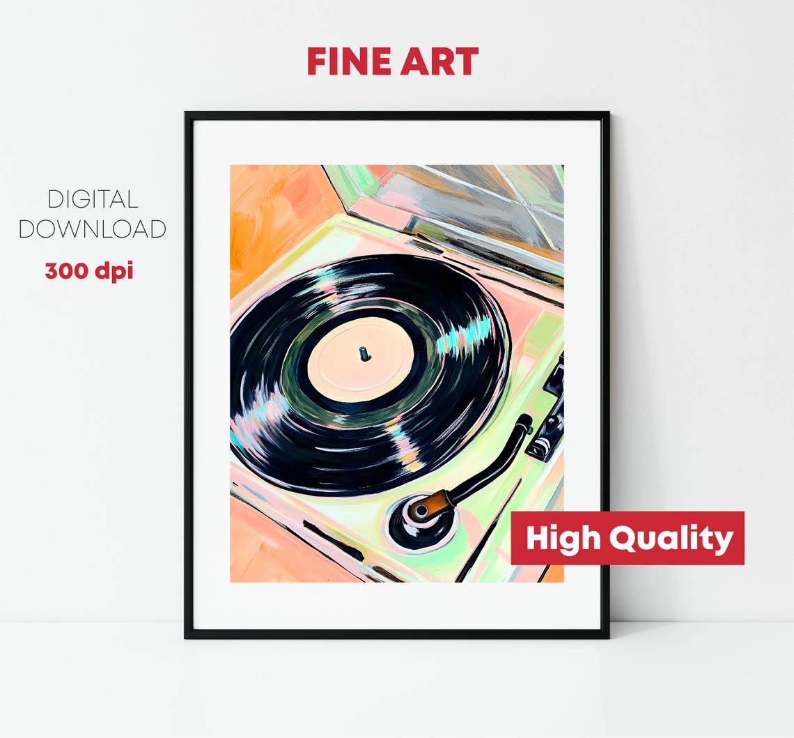 Record Player Music Painting | Music Wall Art Print | Music Digital ...