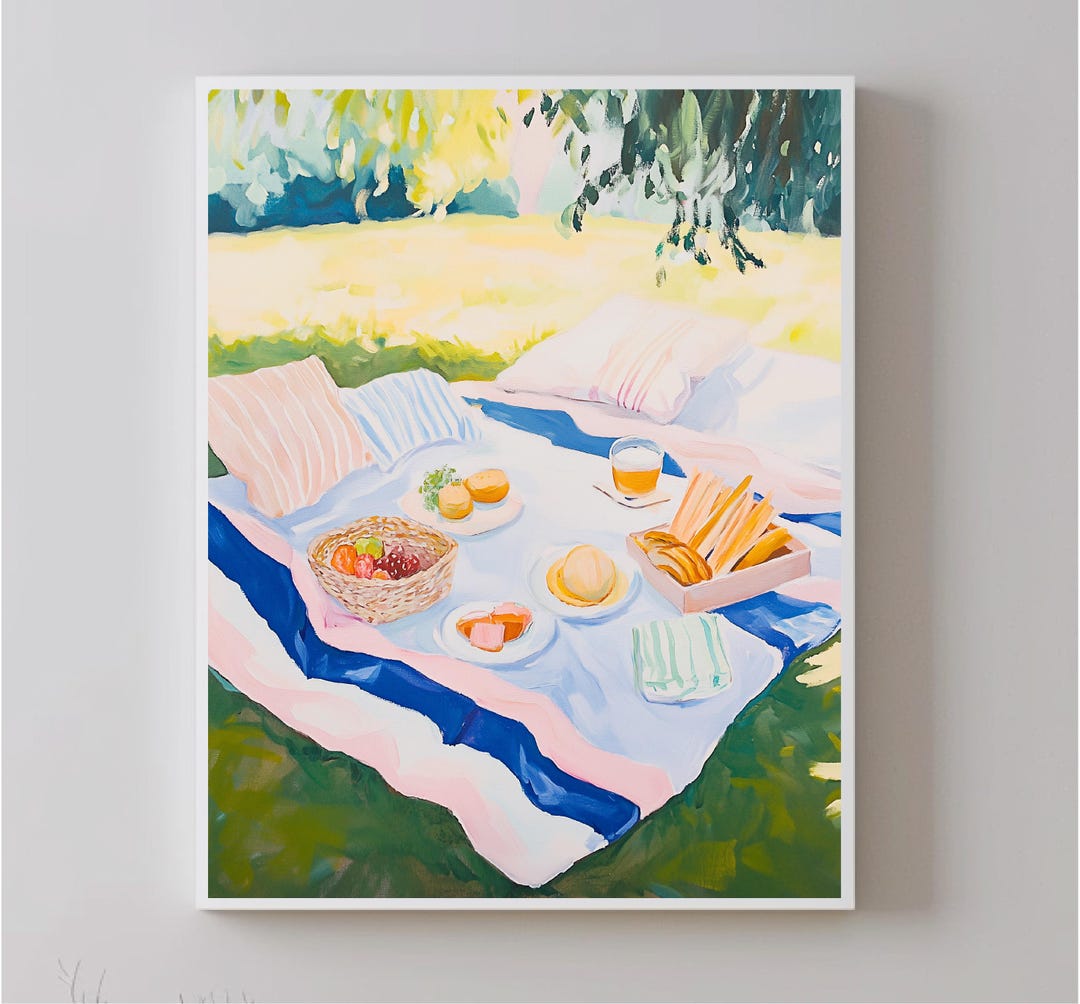 Colorful Picnic Painting | Printable Art | Wall Decoration and Beach ...