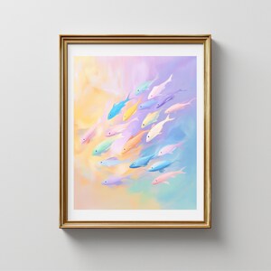 Colorful Pastel Fish Painting | Coastal Summer Wall Art Print | Beach ...