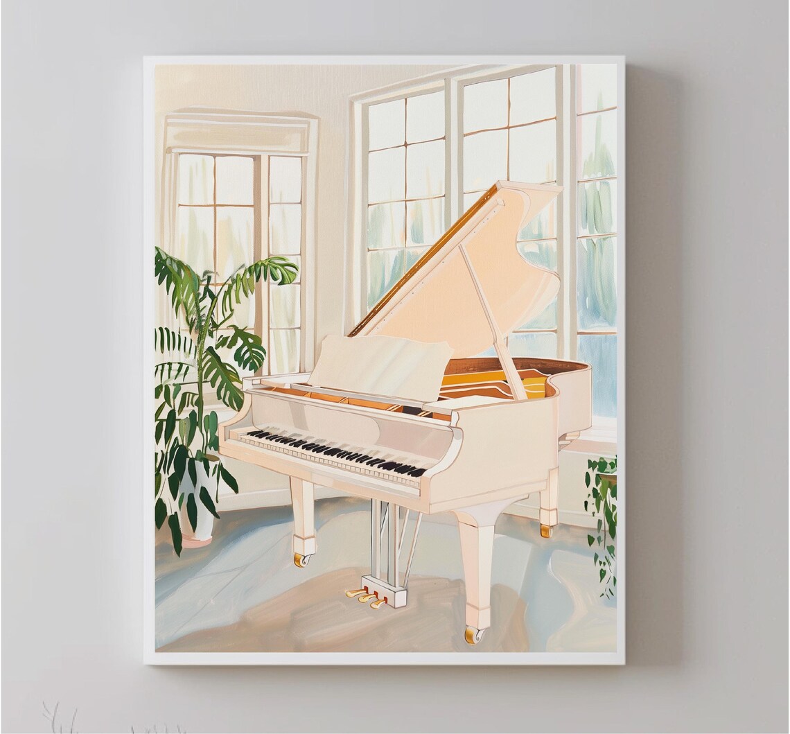 Piano Painting | Music Wall Art Print | Music Digital Print | Music ...