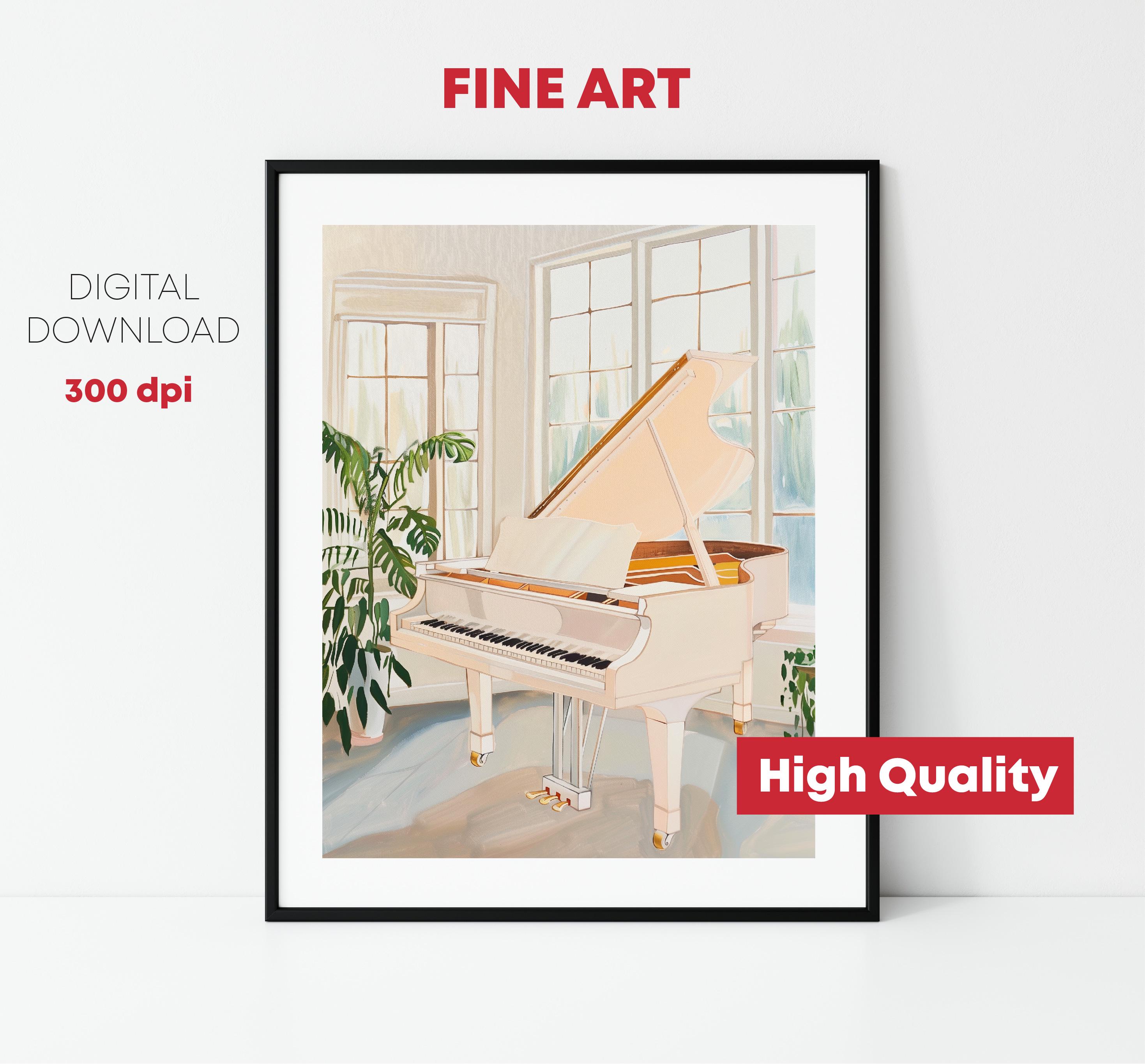 Piano Painting | Music Wall Art Print | Music Digital Print | Music ...