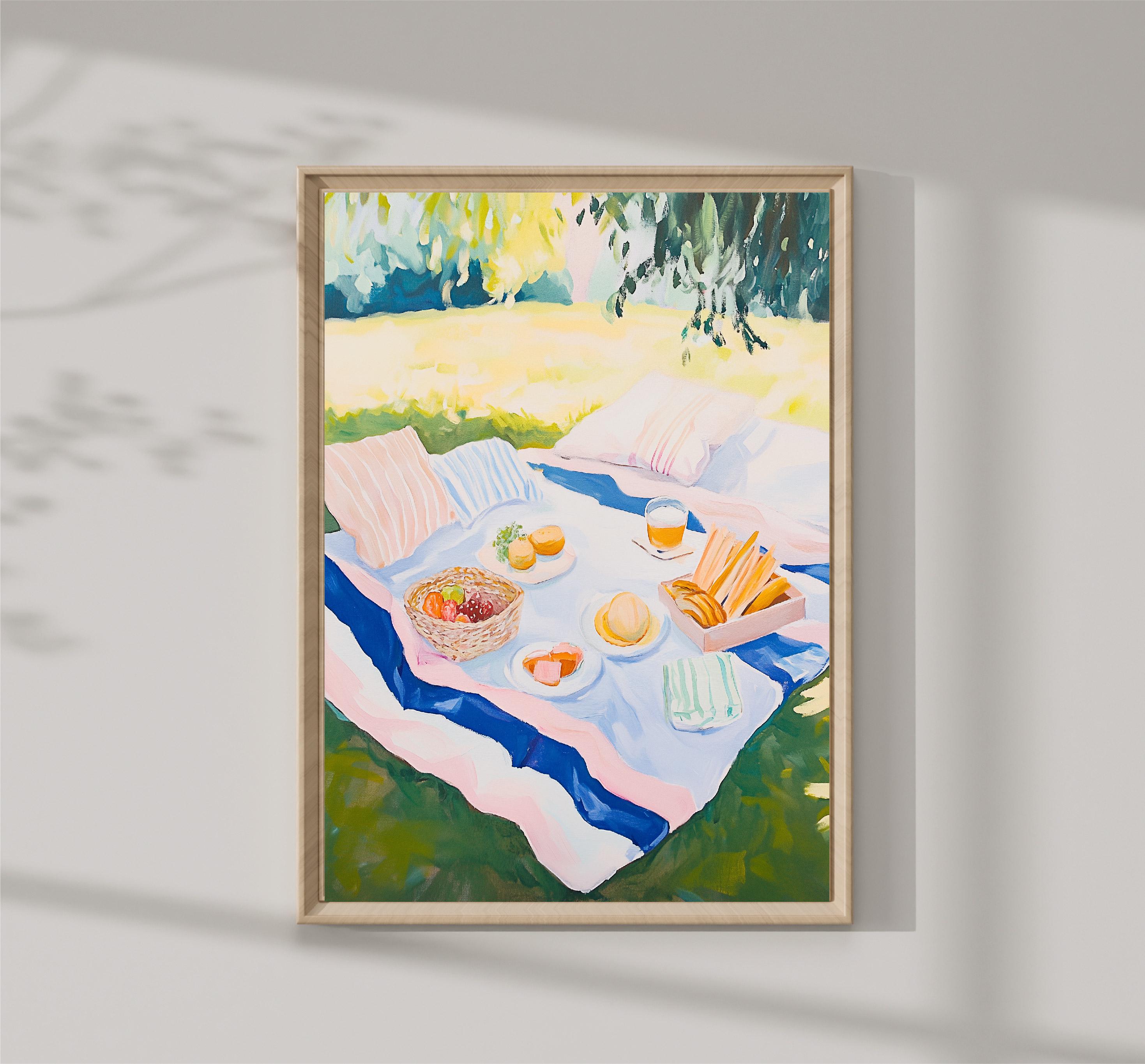 Colorful Picnic Painting | Printable Art | Wall Decoration and Beach ...