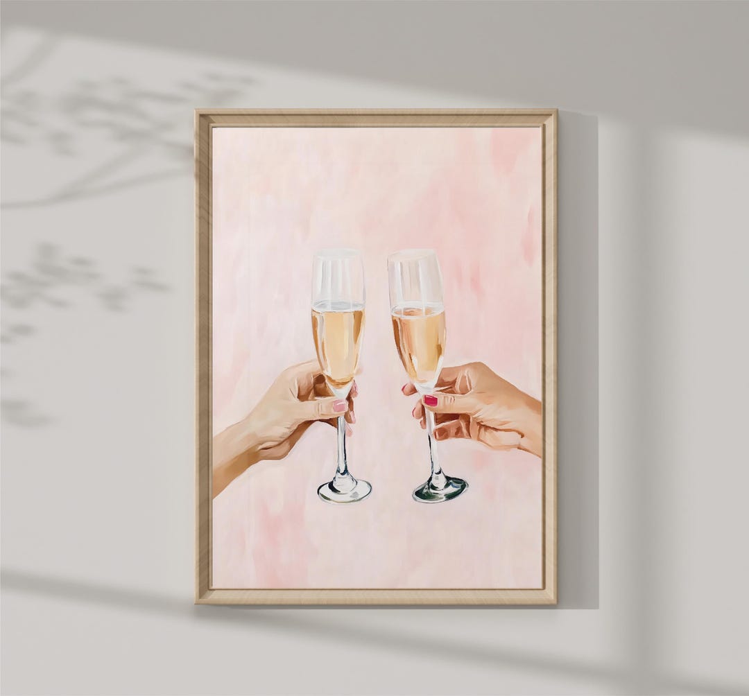 Colorful Cheers Champagne Painting | Pastel Cheers Champagne Wall Art ...