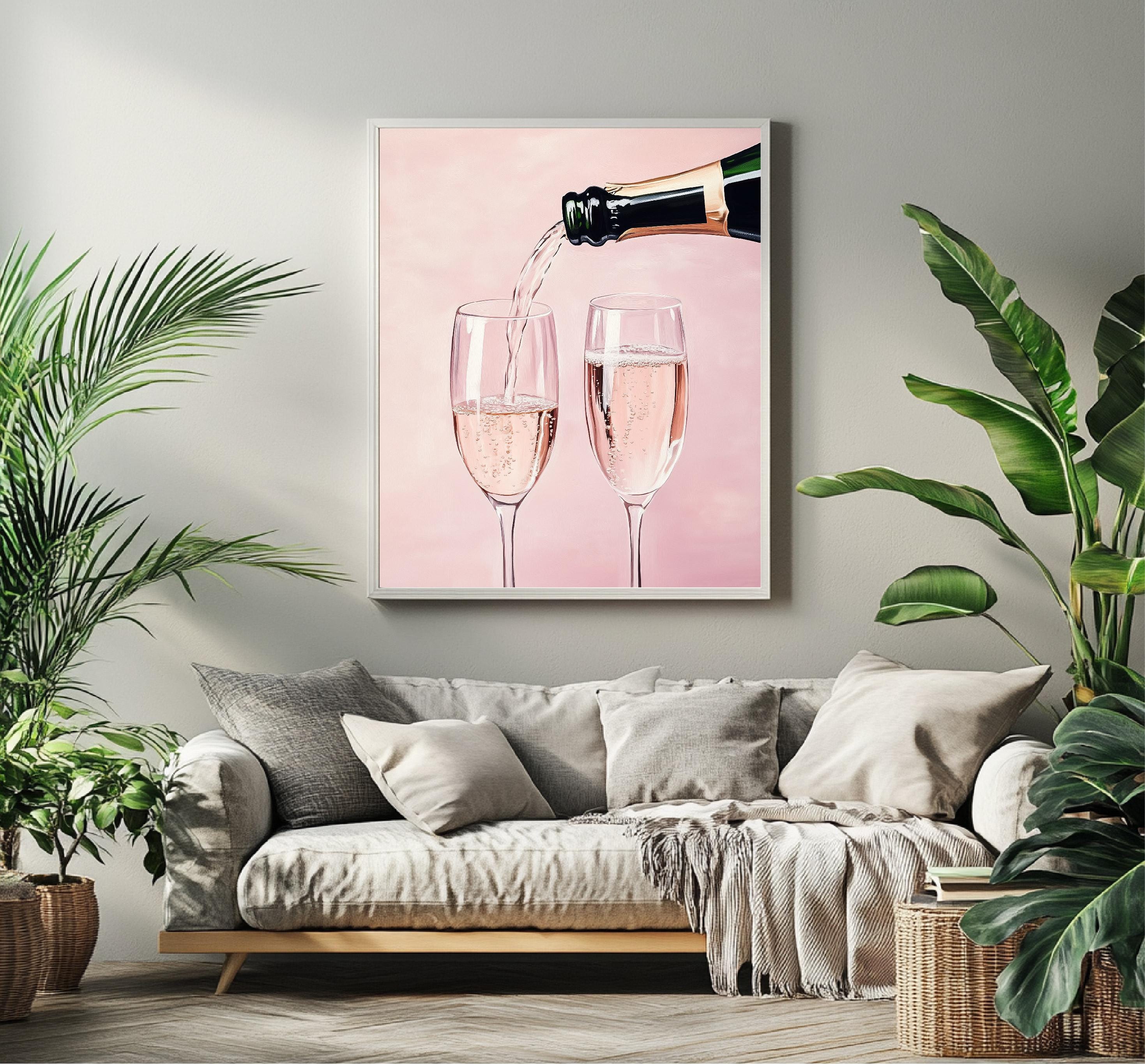 Painting of Champagne Glasses | Kitchen Wall Art | Digital Download ...