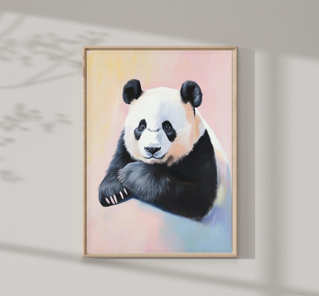 Colorful Panda Bear Painting | Pastel Panda Bear Wall Art Print | Girl ...