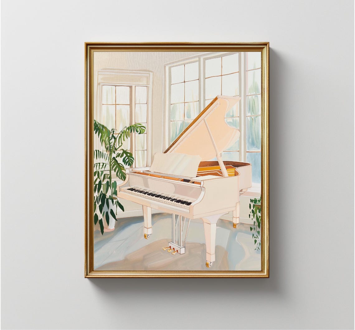 Piano Painting | Music Wall Art Print | Music Digital Print | Music ...