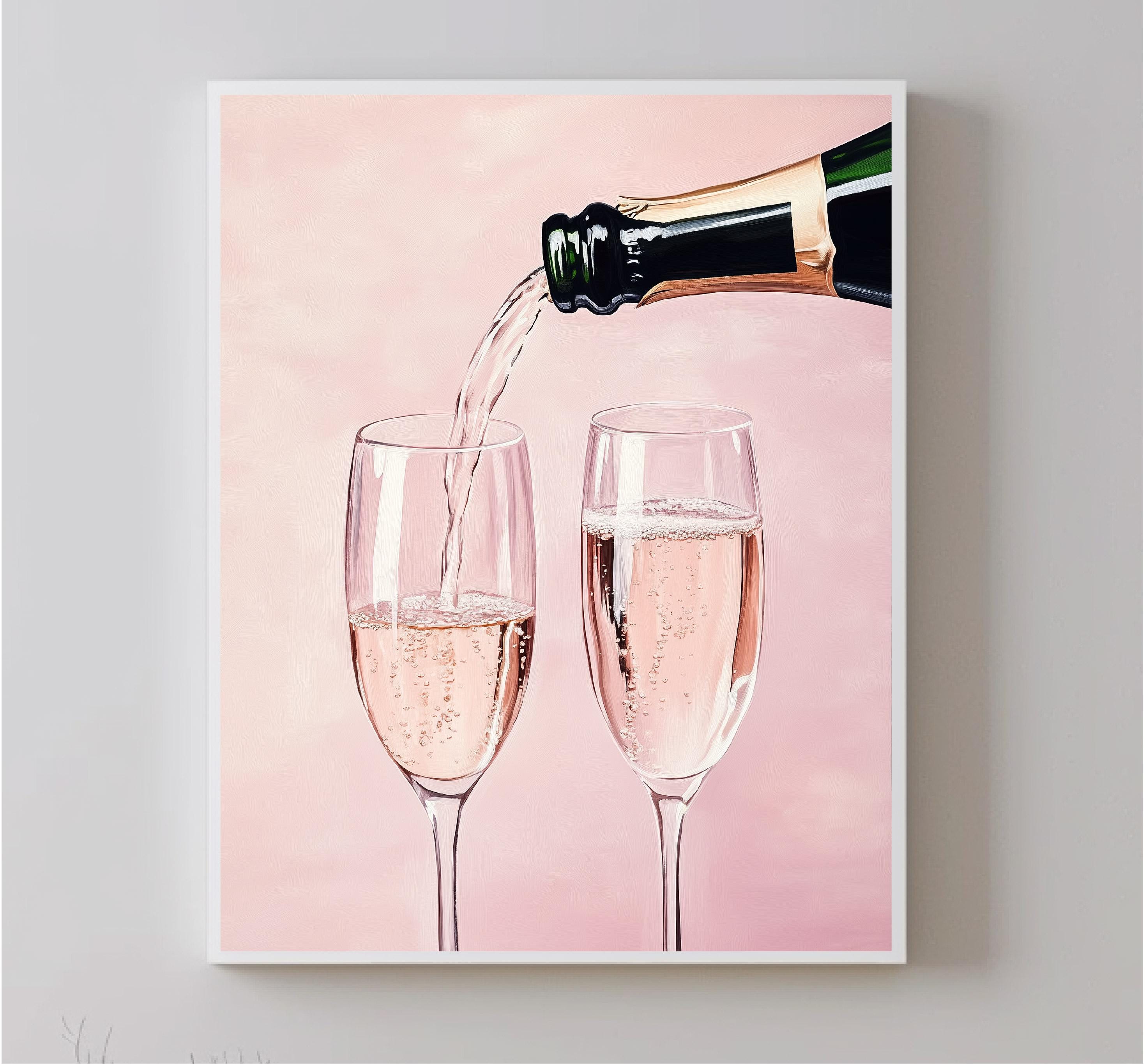 Painting of Champagne Glasses | Kitchen Wall Art | Digital Download ...