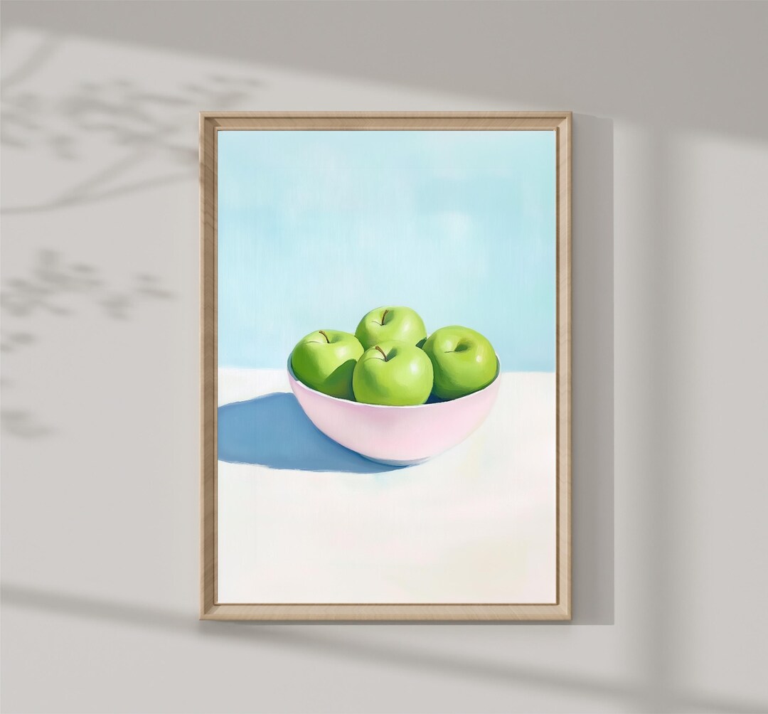 Colorful Apples Painting | Pastel Apples Wall Art Print | Kitchen Decor ...