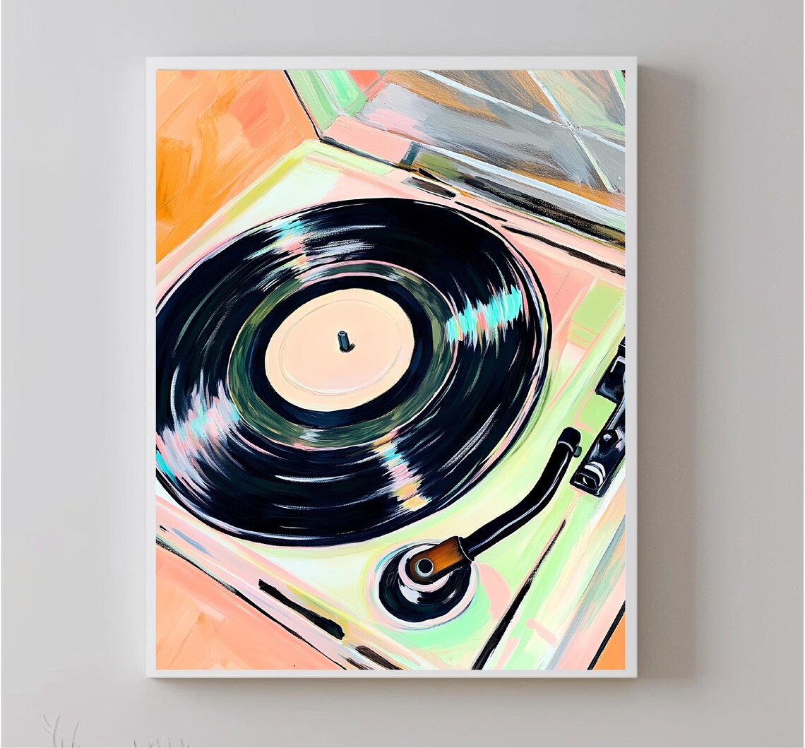 Record Player Music Painting | Music Wall Art Print | Music Digital ...