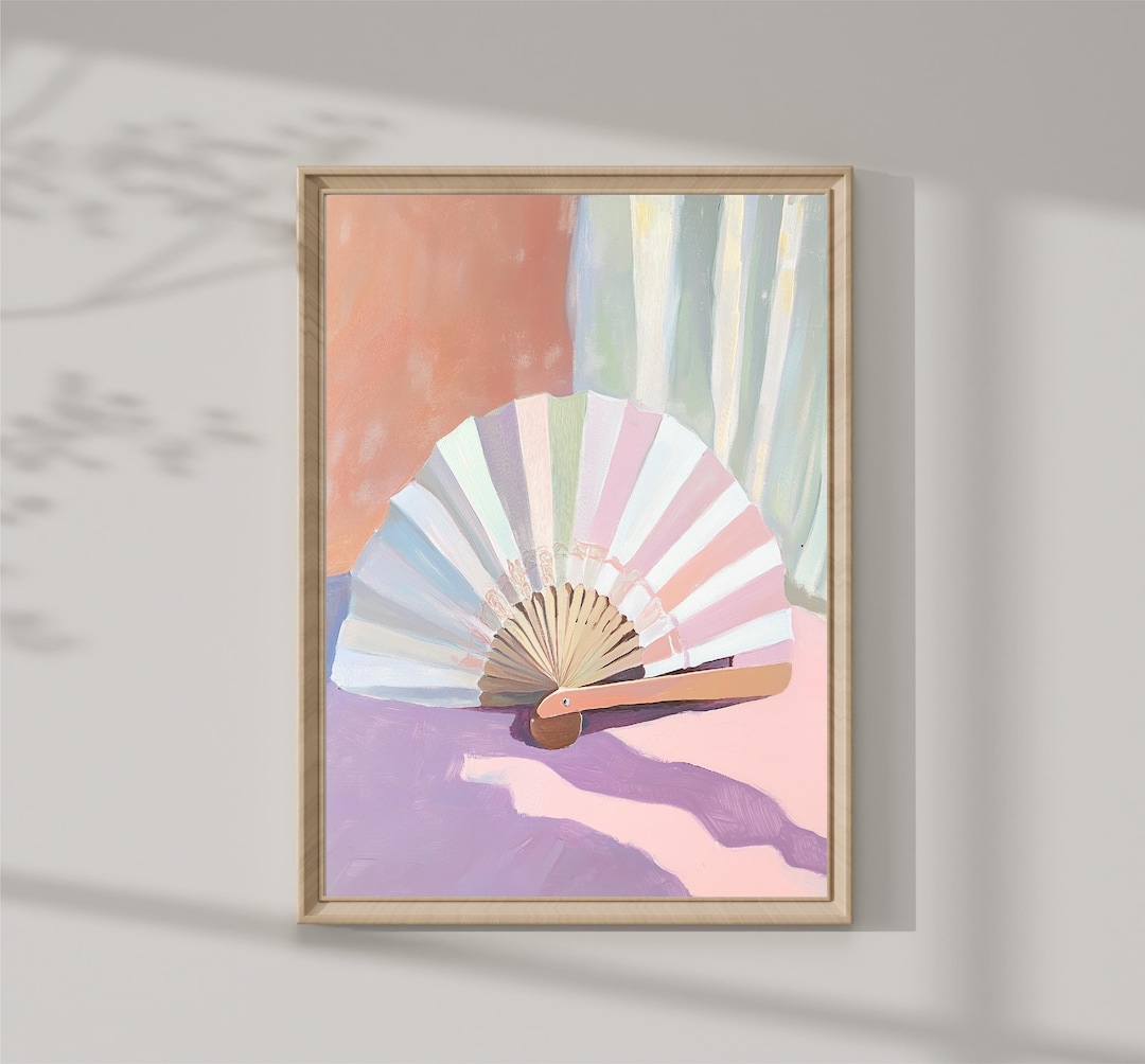 Color Pastel Fan Painting | Pastel Fan Wall Art Print | Pink Decor ...
