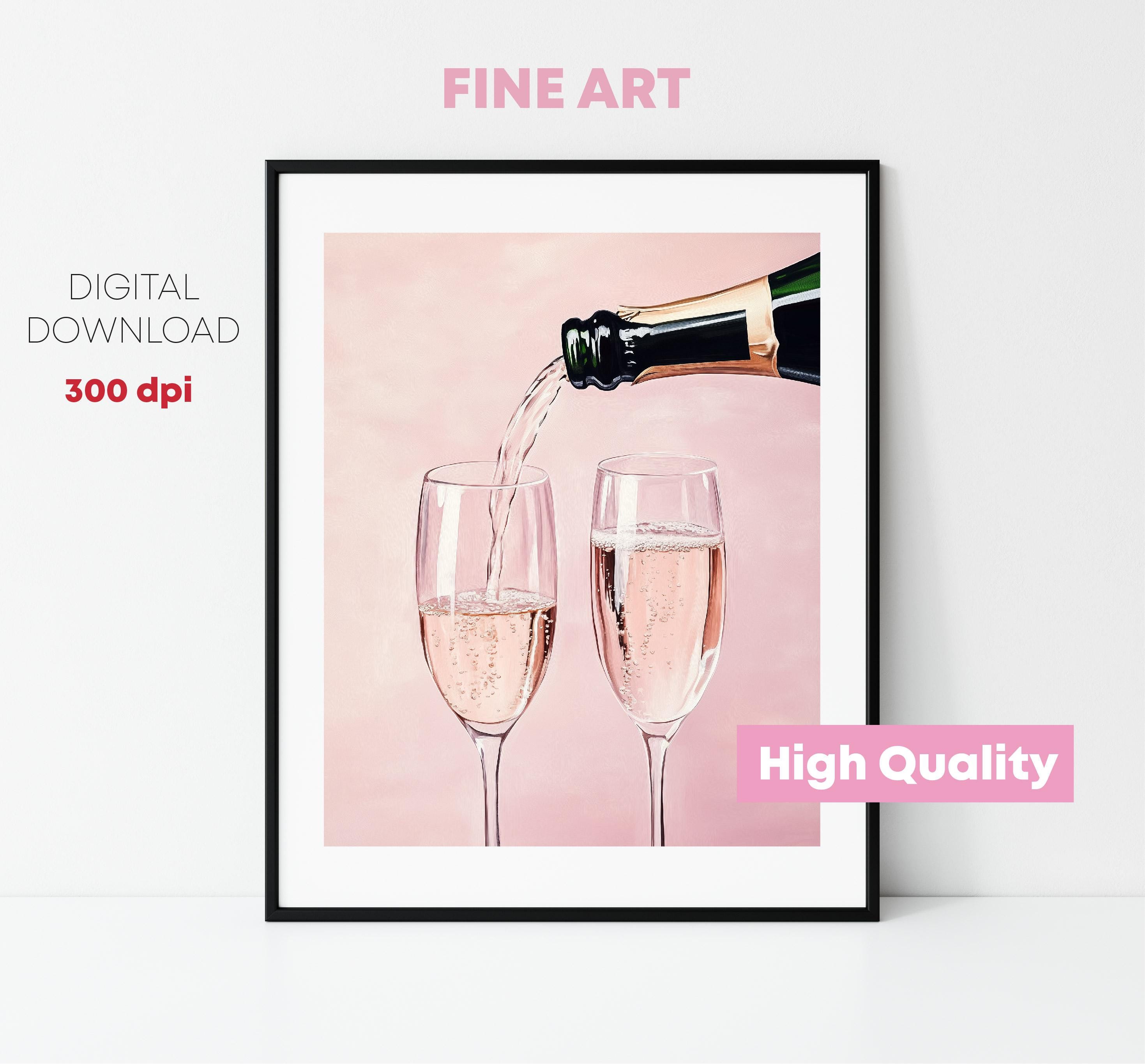 Painting of Champagne Glasses | Kitchen Wall Art | Digital Download ...