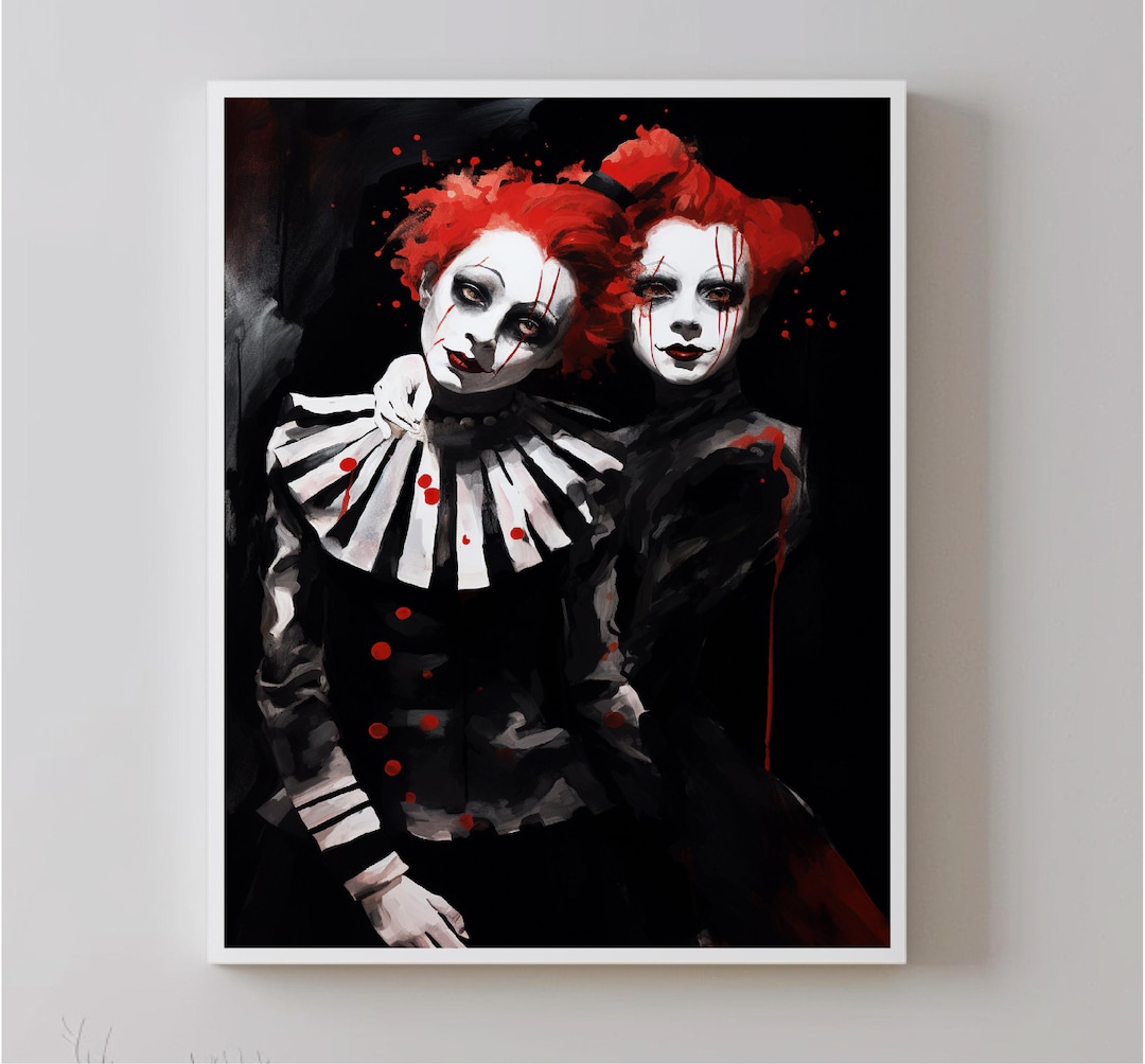 Dark Circus Clown Digital Art Print for Gothic Wall Decor | Creepy ...