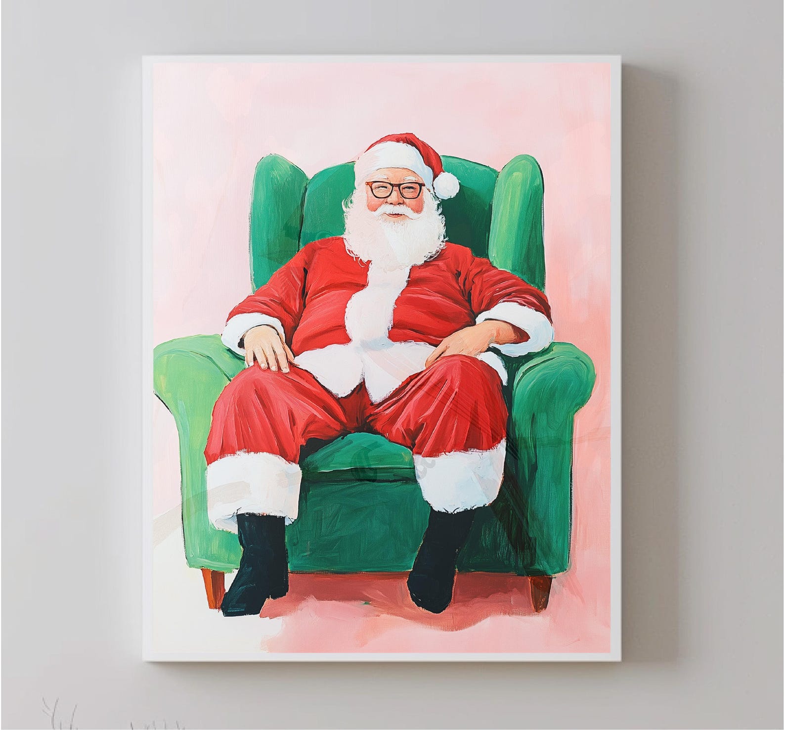 Sitting Santa Claus Painting | Christmas Printable Art | Digital ...