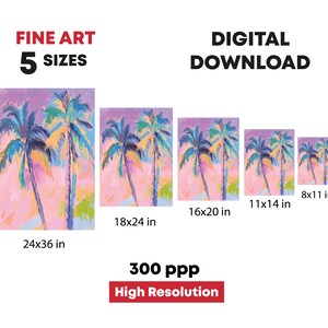 Pink Palm Tree Painting | Palm Tree Art Print | Coastal Wall Decor ...