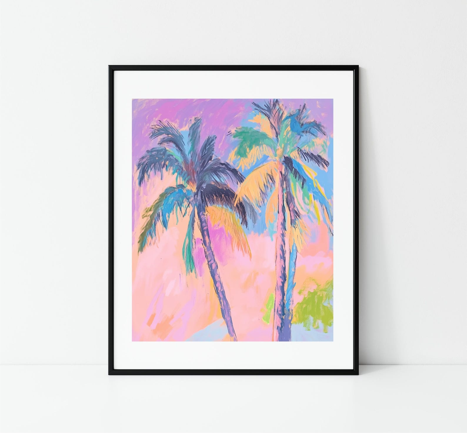 Pink Palm Tree Painting | Palm Tree Art Print | Coastal Wall Decor ...