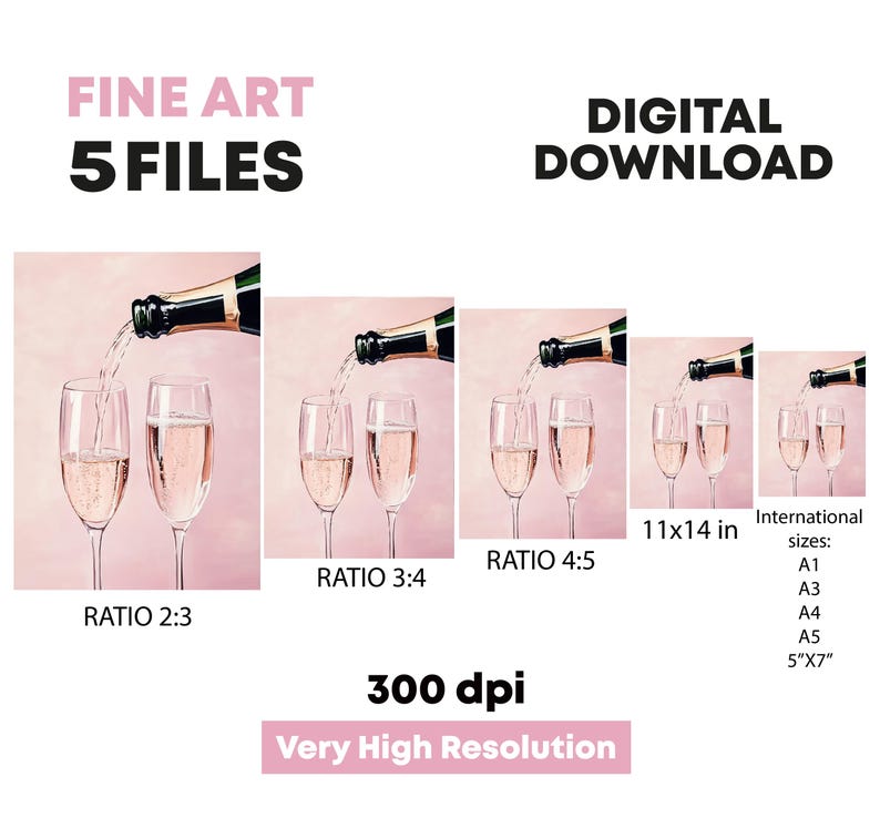 Painting of Champagne Glasses | Kitchen Wall Art | Digital Download ...