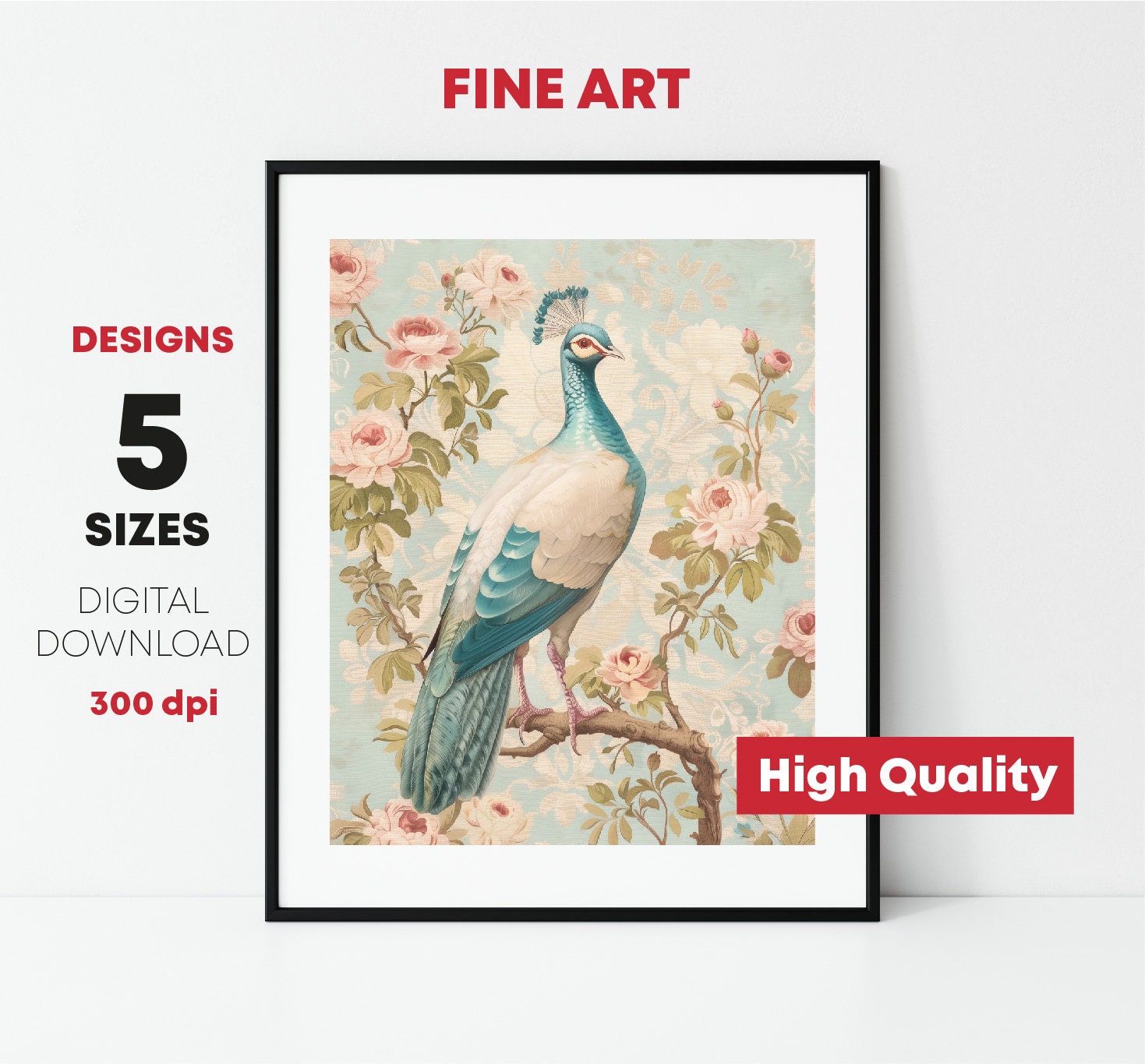 Victorian Peacock | French Country Wall Decor, Dark Academia Room Decor ...