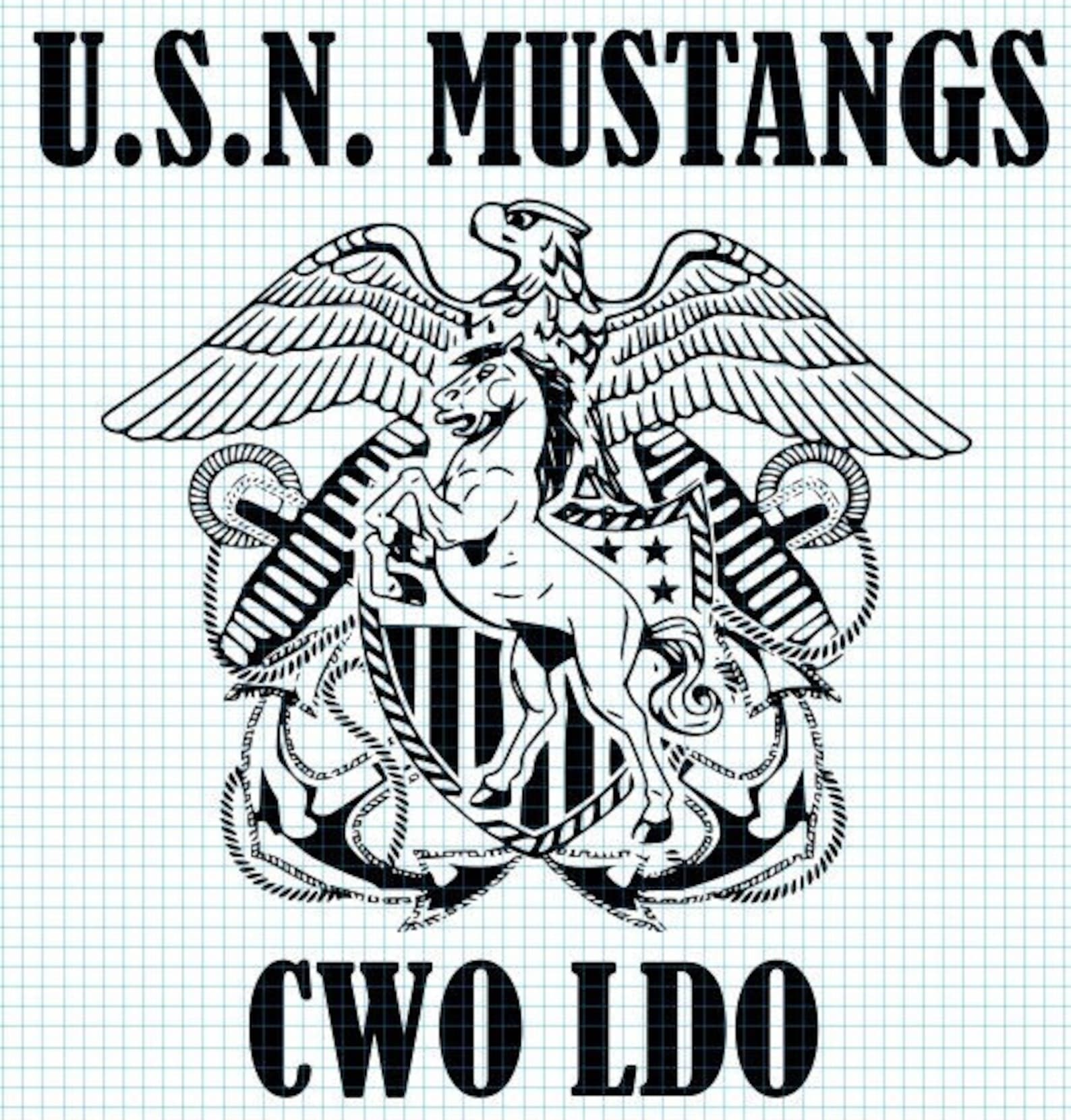 U.S.N. Mustang Crest and Text - Etsy