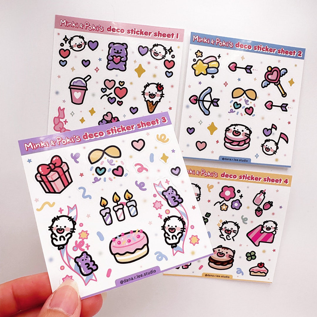 Mini Sticker Sheet for Decor Sticker Cute Illustration Holographic ...