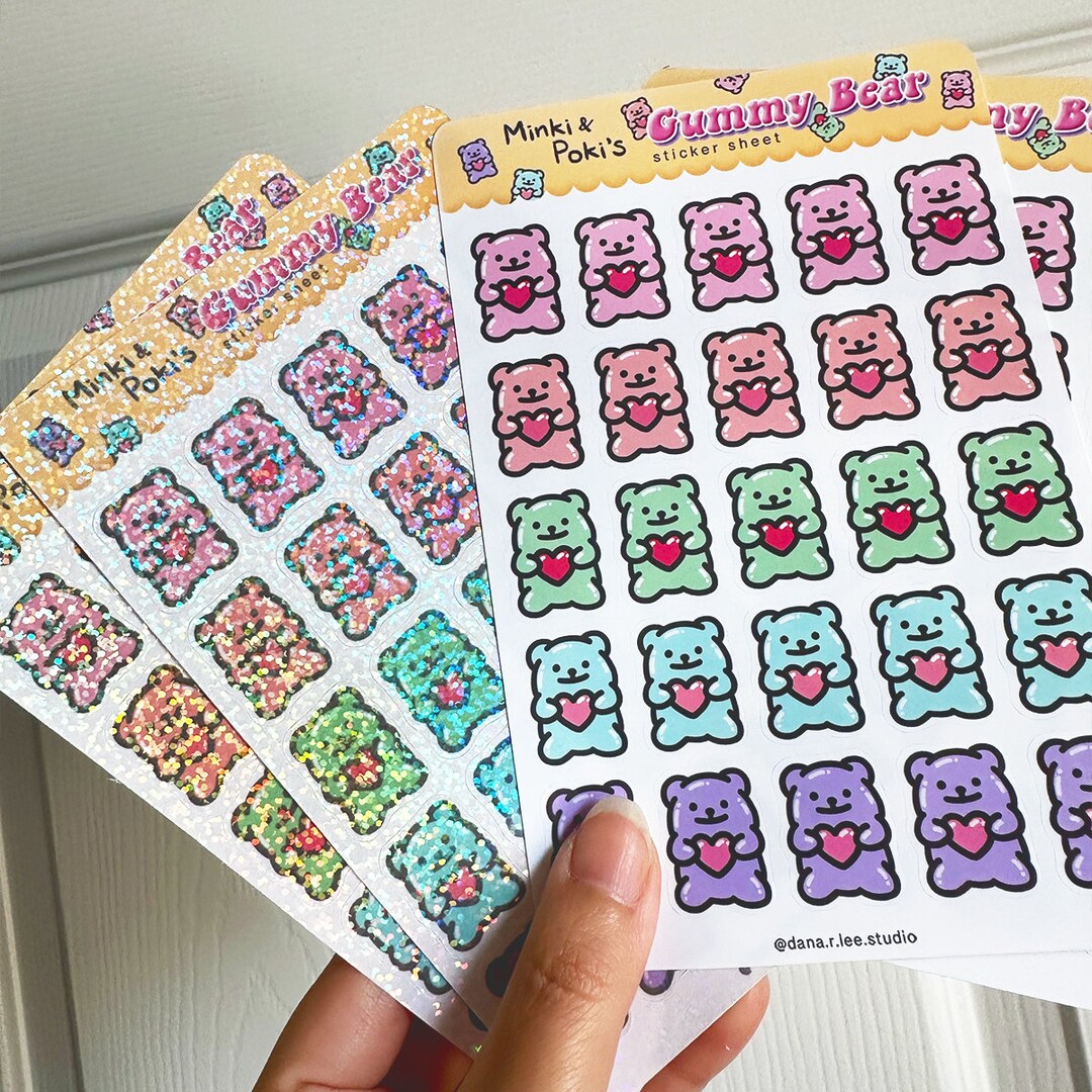Gummy Bear Sticker Sheet Colorful Sticker Funny Bear Reward Sticker for ...