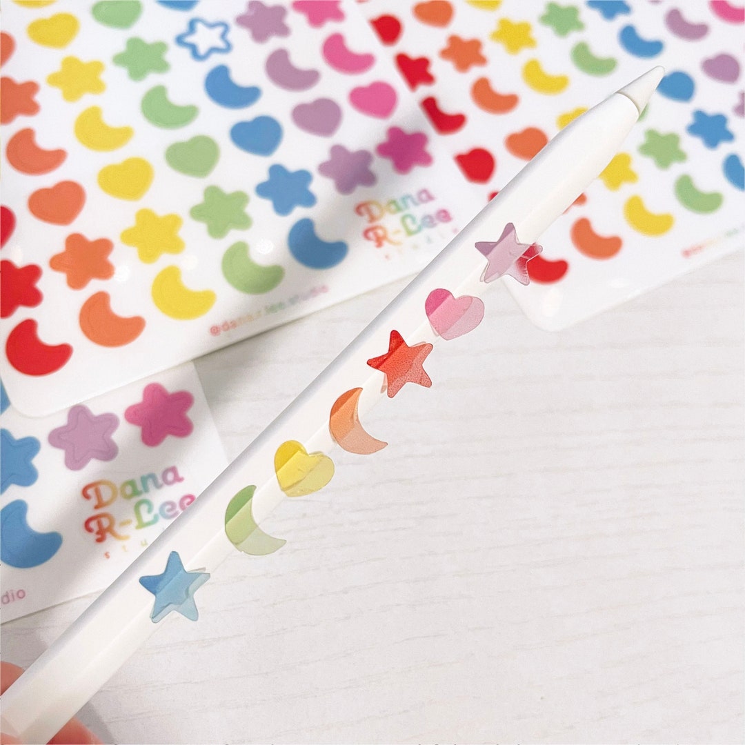 Rainbow Heart Star Moon Sticker Sheet for Journals Clear Stickers ...