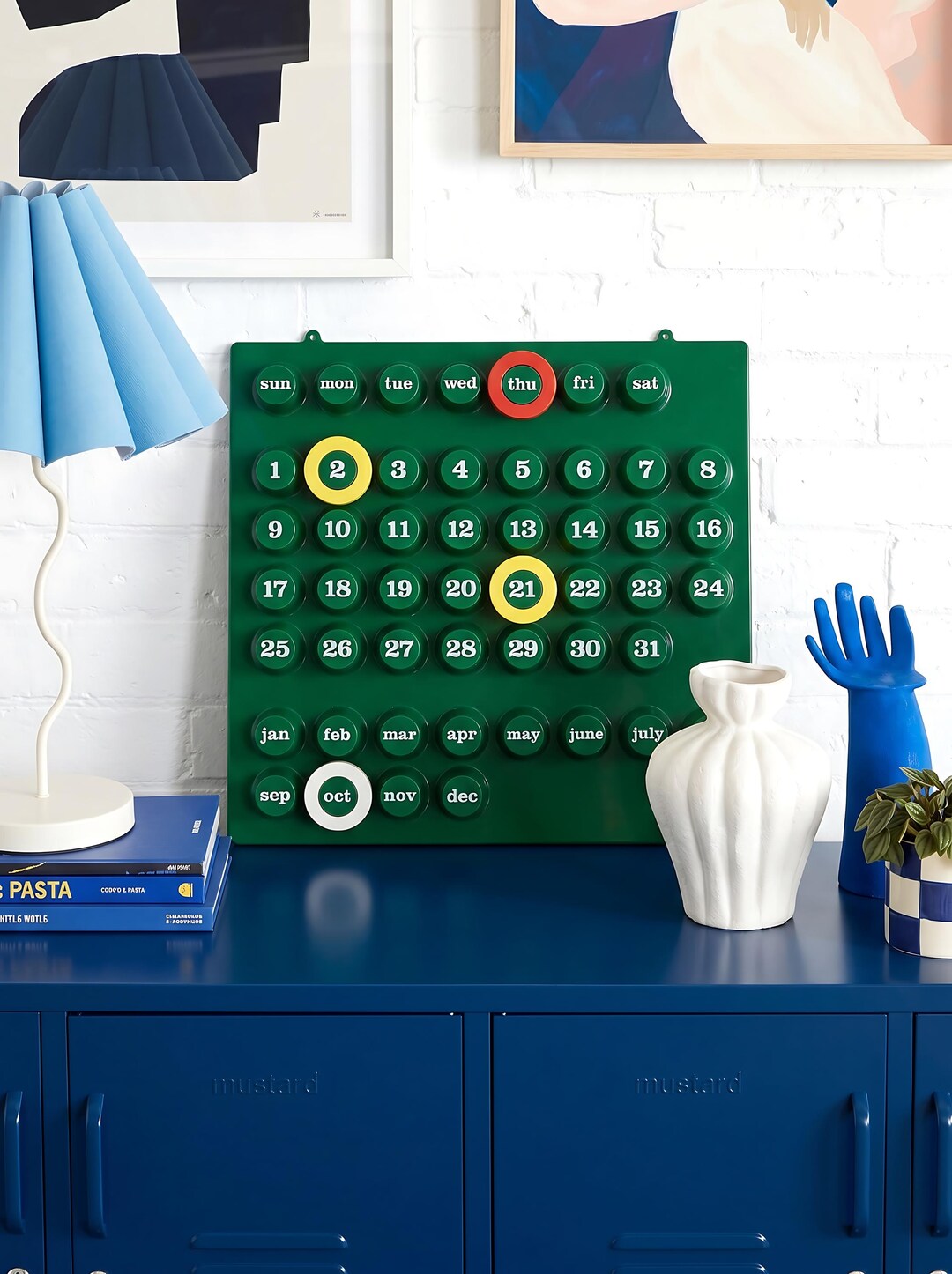 Reusable Perpetual Wall Calendar, Ring Date Calendar, Retro Home Office ...