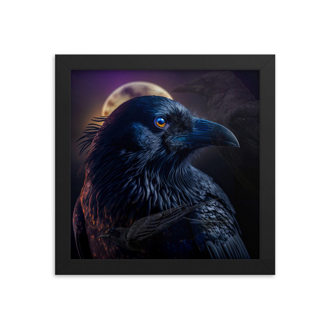 Framed Raven Blended Art Poster | Square Print | Wall Art | Gifts for ...