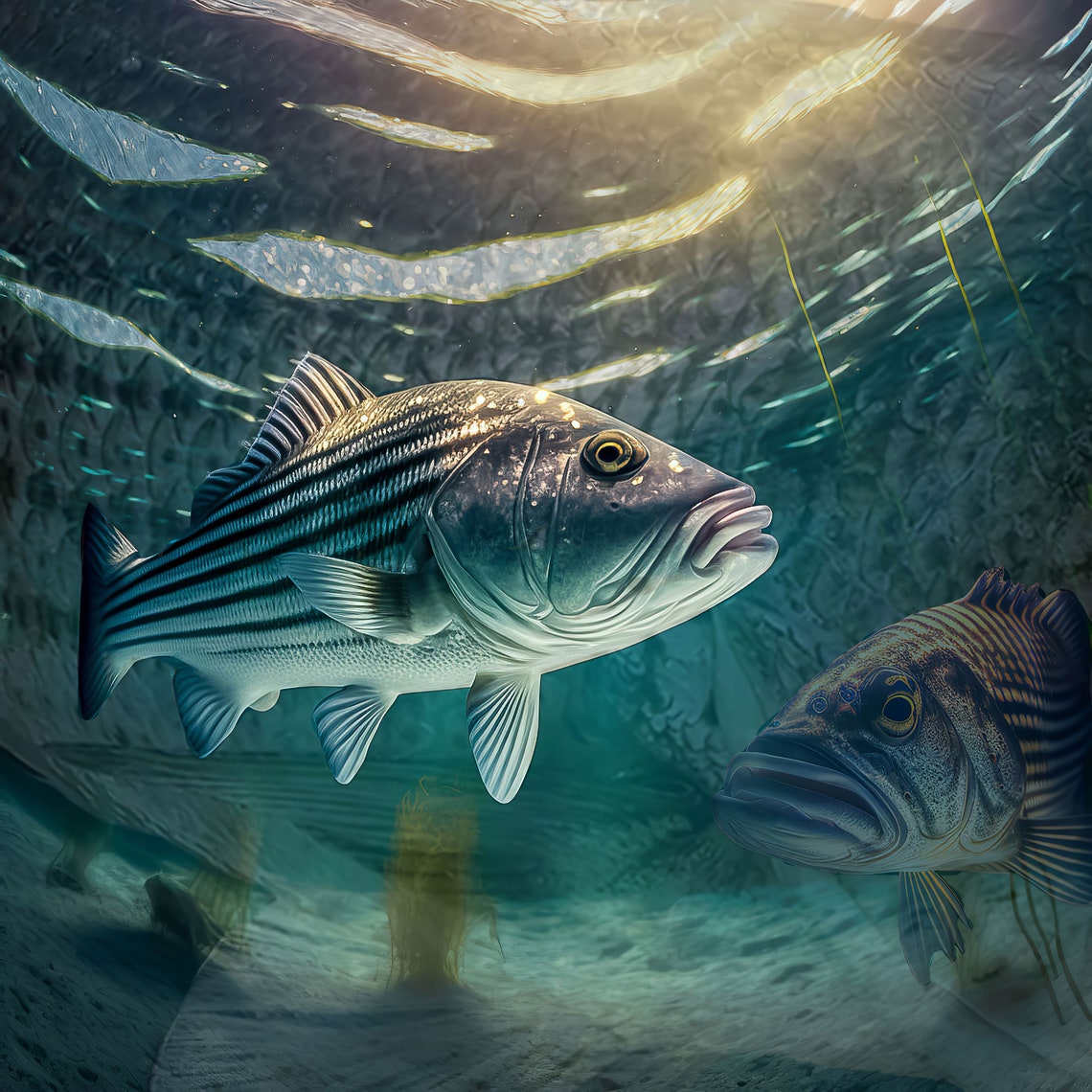 Printable Striped Bass Artwork | Instant Download | Fishing | Gift for ...