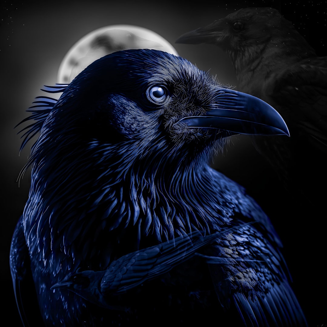 Raven (blended Photography + Digital Art) | Blue Tint | Printable ...