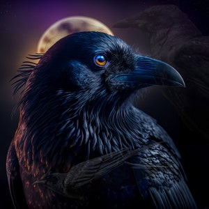 Framed Raven Blended Art Poster | Square Print | Wall Art | Gifts for ...