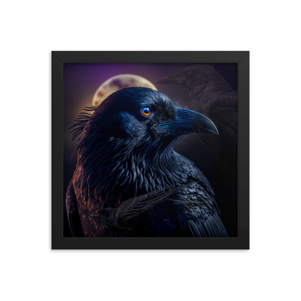 Framed Raven Blended Art Poster | Square Print | Wall Art | Gifts for ...