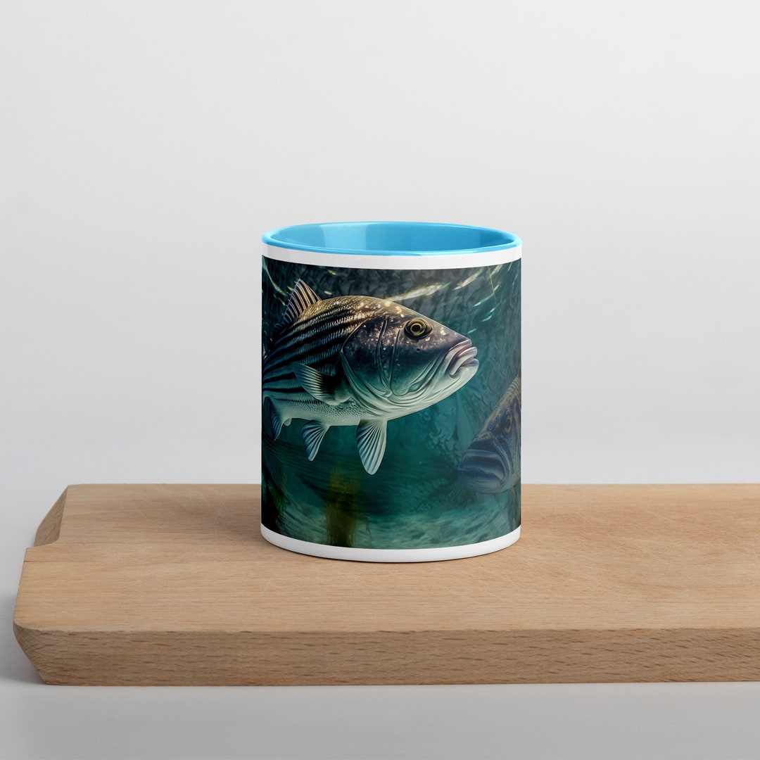 Striped Bass - Blended Art Mug With Color Inside | Gifts for Fisherman ...
