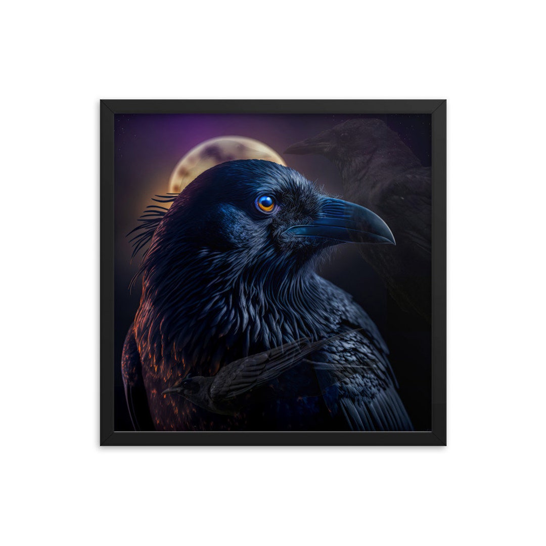 Framed Raven Blended Art Poster | Square Print | Wall Art | Gifts for ...