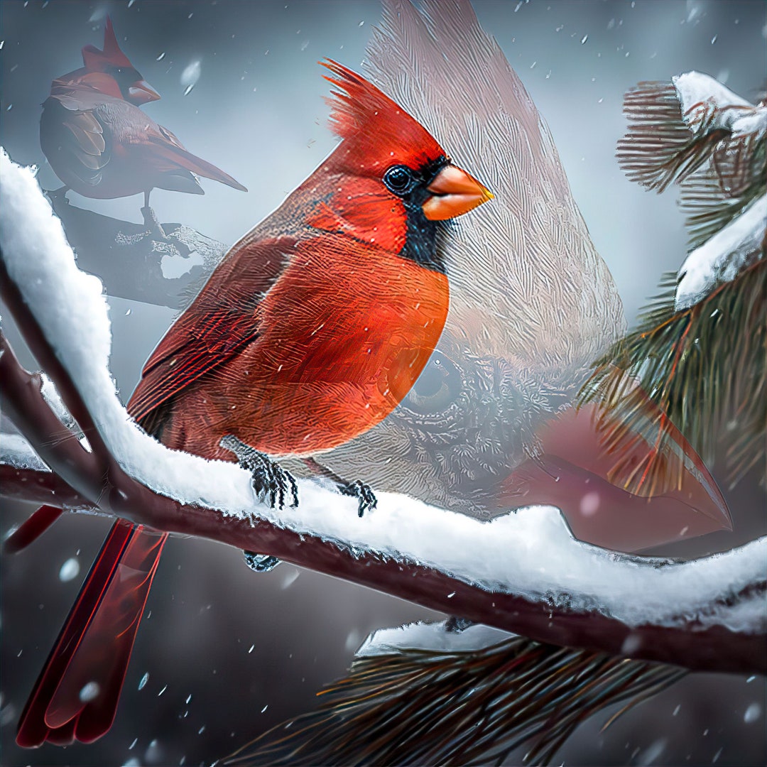 Cardinal in the Snow Poster | Instant Digital Download | Blended ...