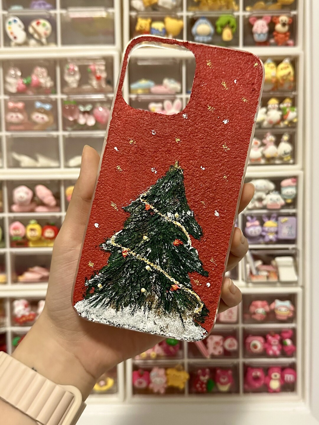 Handdrawn Phonecase Christmas Tree & Lights Decoden Hand-drawn Phone ...