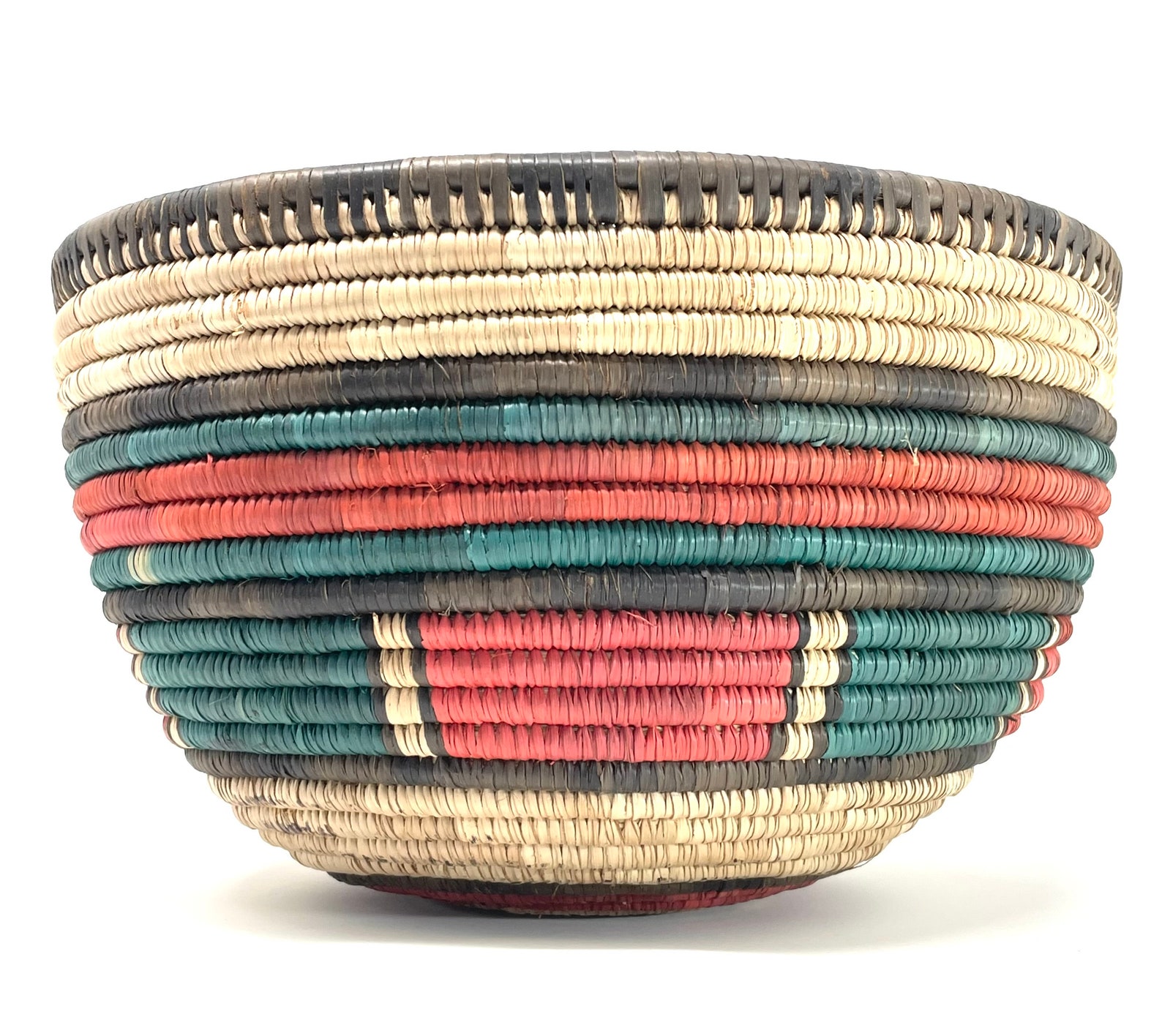 Vintage Nigerian Hausa Multi-color Coiled Basket (boho/southwestern) - Etsy