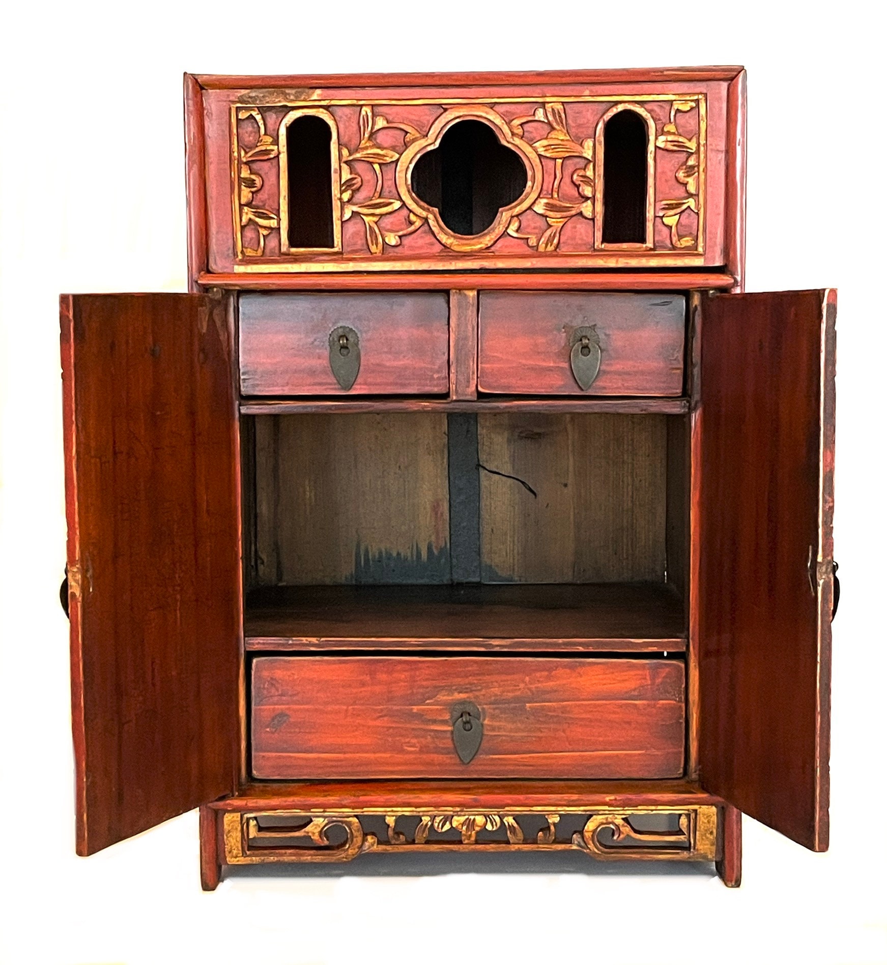 Small Red Vintage Chinese Cabinet - Etsy