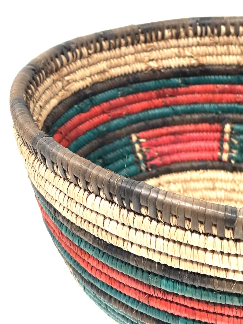 Vintage Nigerian Hausa Multi-color Coiled Basket (boho/southwestern) - Etsy