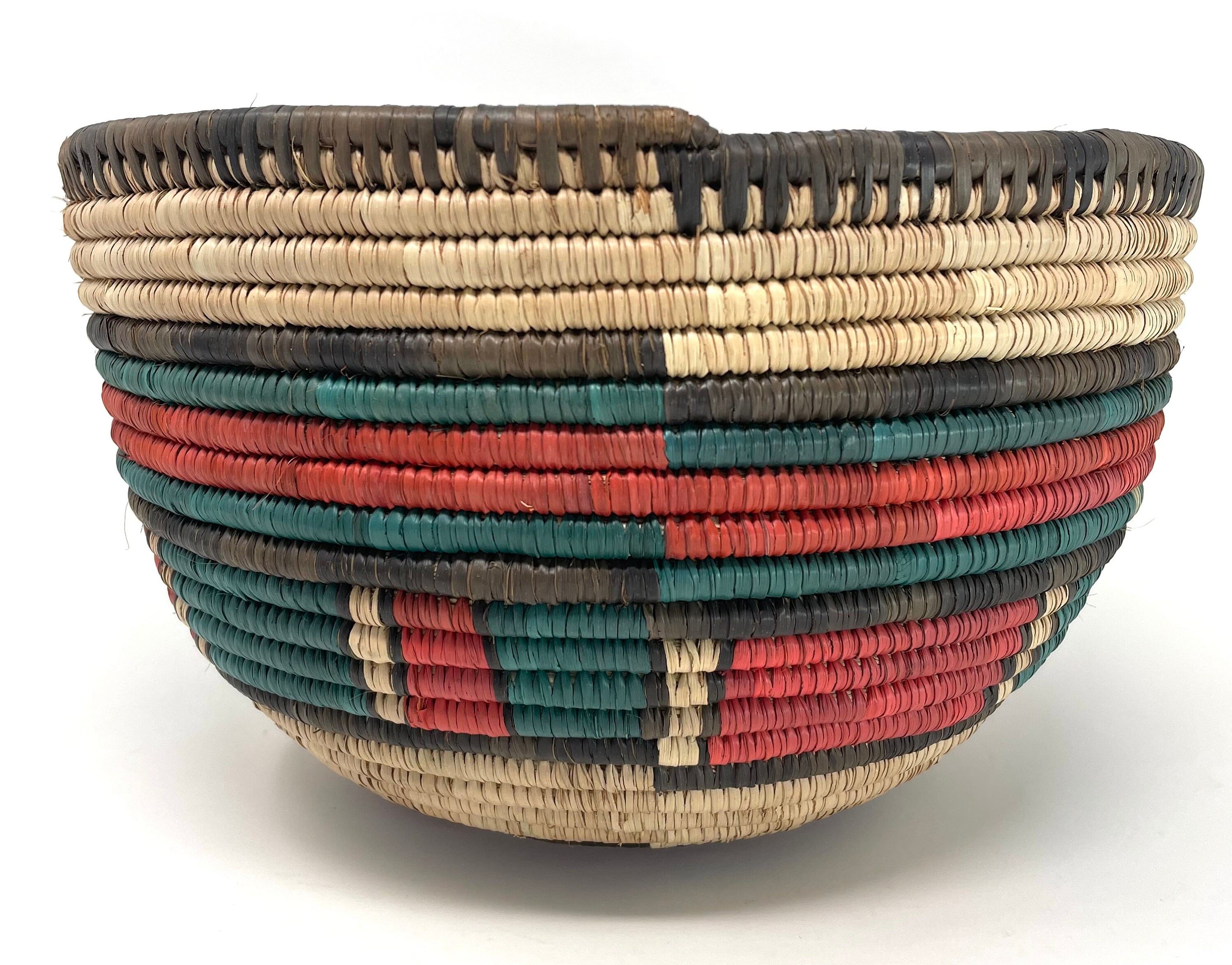 Vintage Nigerian Hausa Multi-color Coiled Basket (boho/southwestern) - Etsy