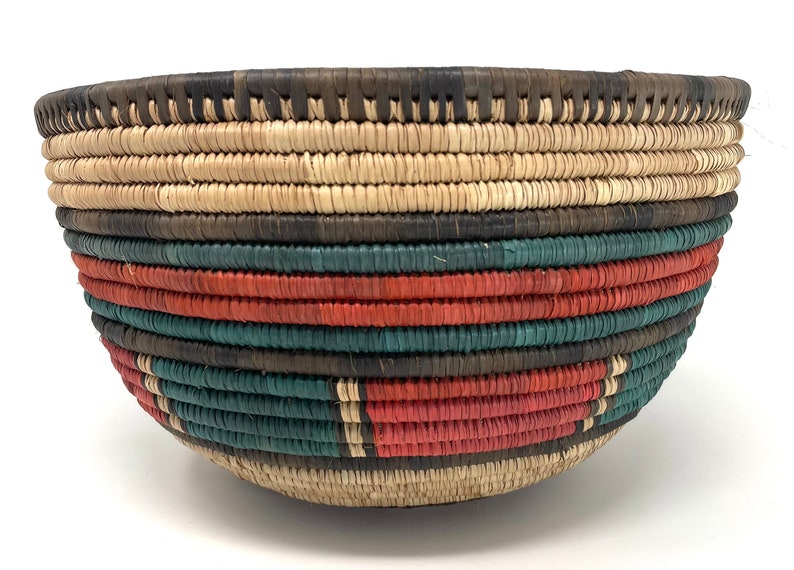 Vintage Nigerian Hausa Multi-color Coiled Basket (boho/southwestern) - Etsy